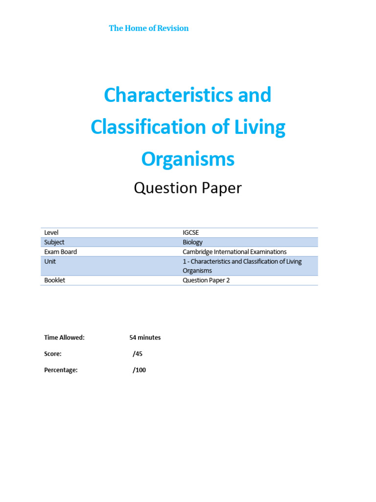 1 2 Characteristics and Classification of Living Organismsqp Igcse ...