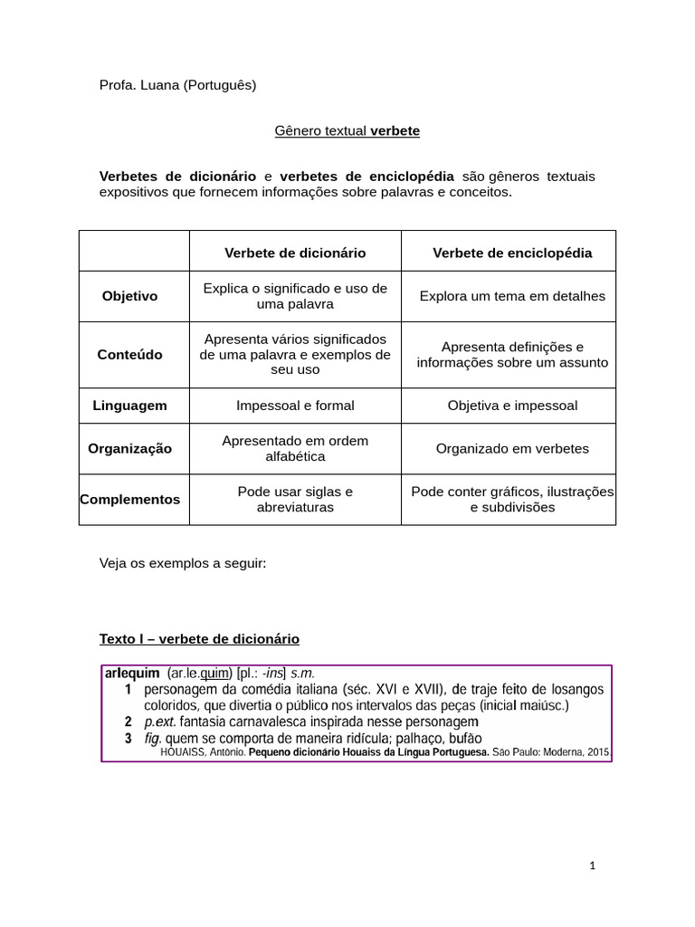 Gênero Textual Verbete - Resumo | PDF