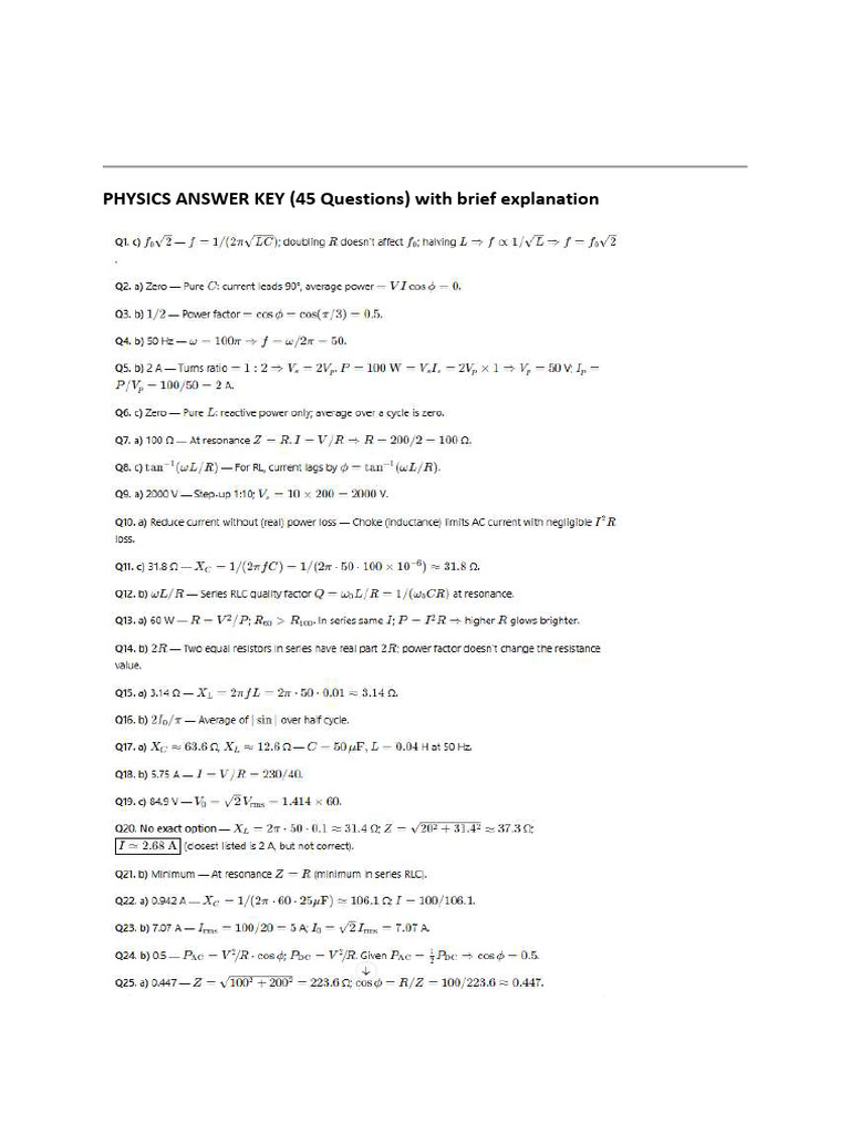 27-08-2025 7th Test Answer Key | PDF
