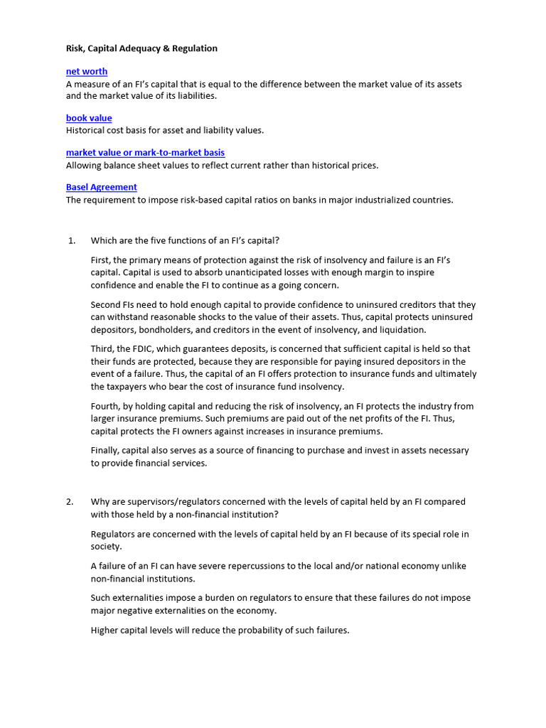 Understanding Capital Adequacy Regulations | PDF | Basel Iii | Capital ...