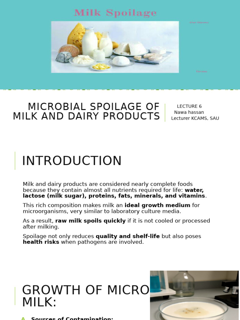 Microbial Spoilage of Milk and Dairy | PDF | Milk | Cheese