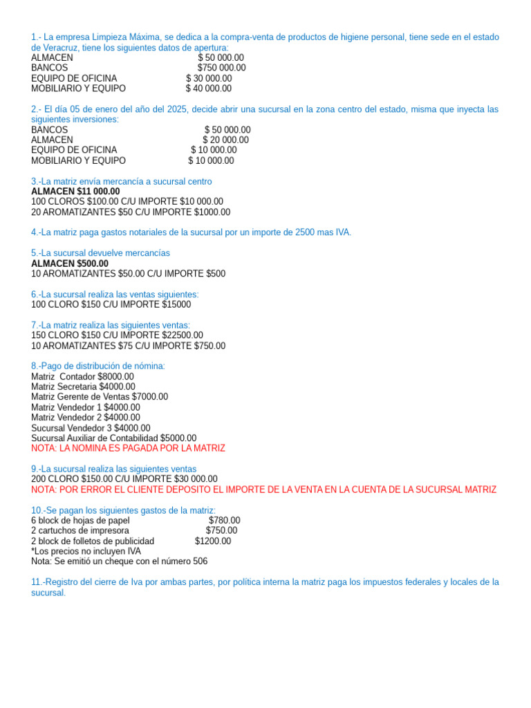 ALMACEN $11 000.00: Nota: La Nomina Es Pagada Por La Matriz | PDF
