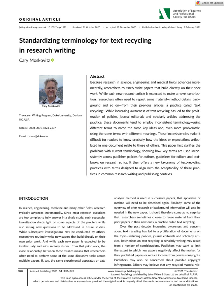 Learned Publishing - 2021 - Moskovitz - Standardizing Terminology For ...