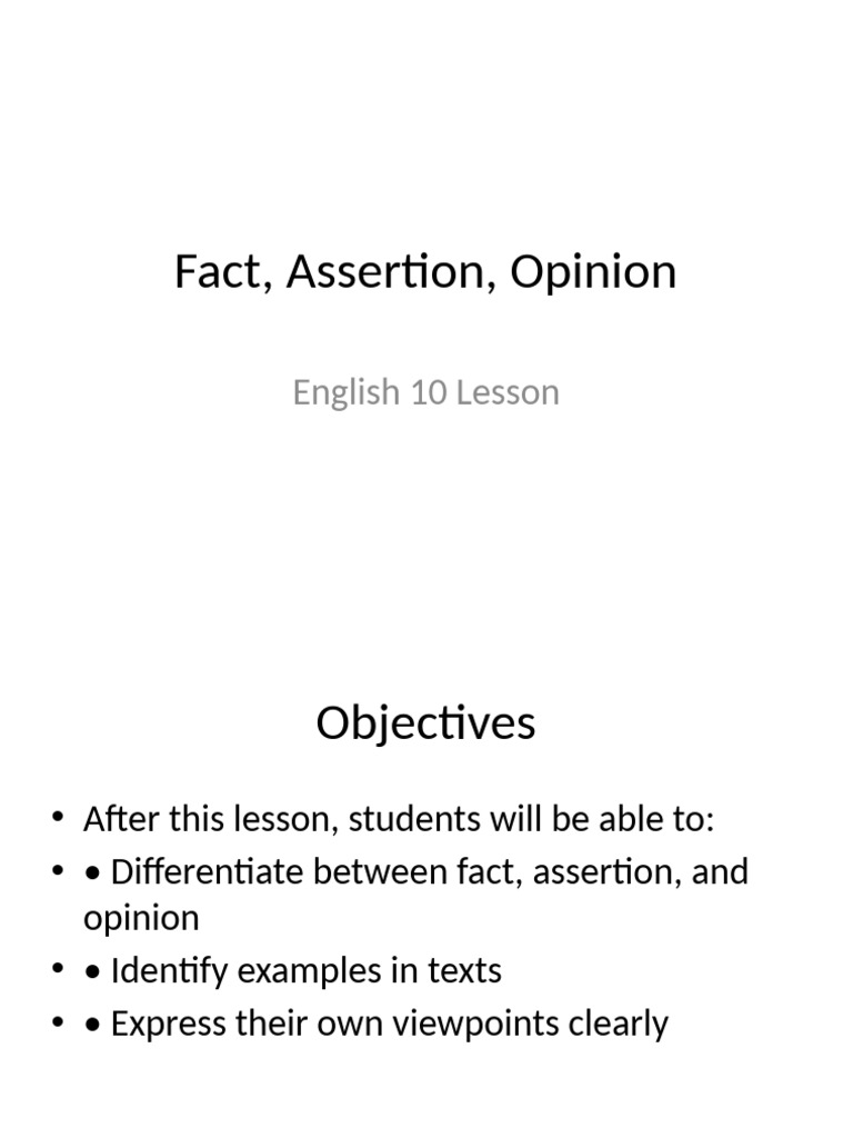 Fact Assertion Opinion | PDF