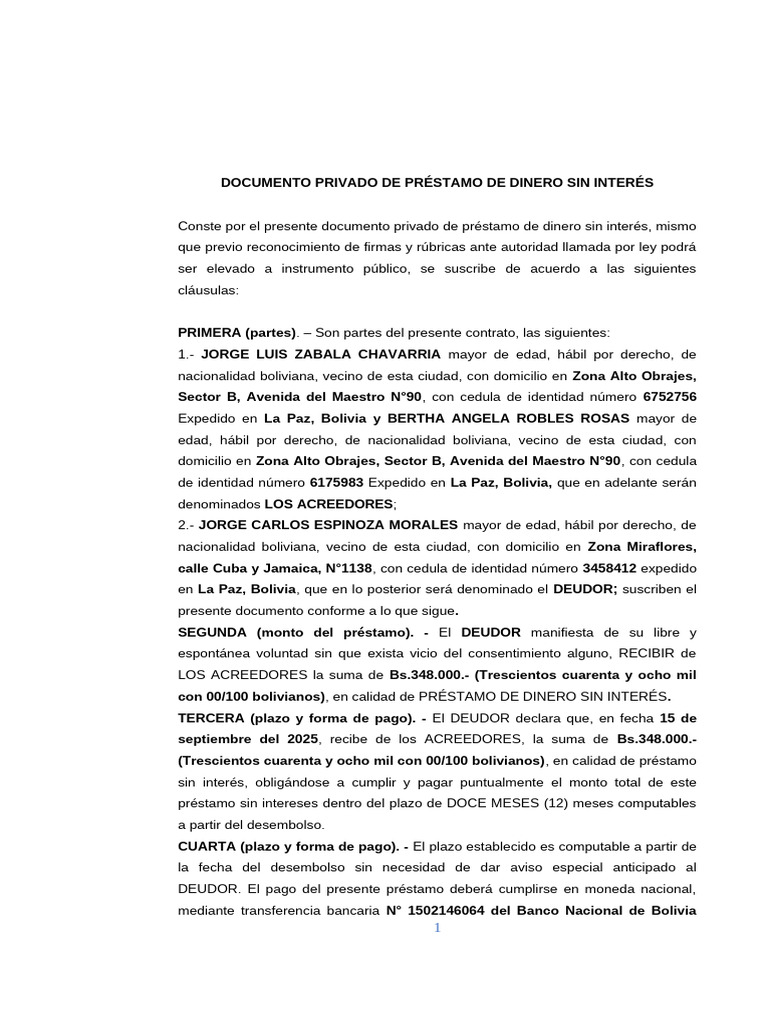 Préstamo de Dinero Sin Interés en Bolivia | PDF | Pagos | Bolivia