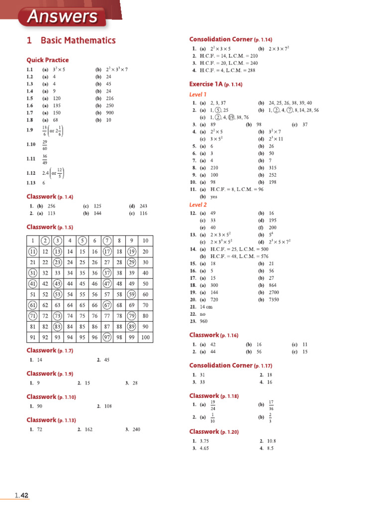 1A01 Textbk Ans E | PDF
