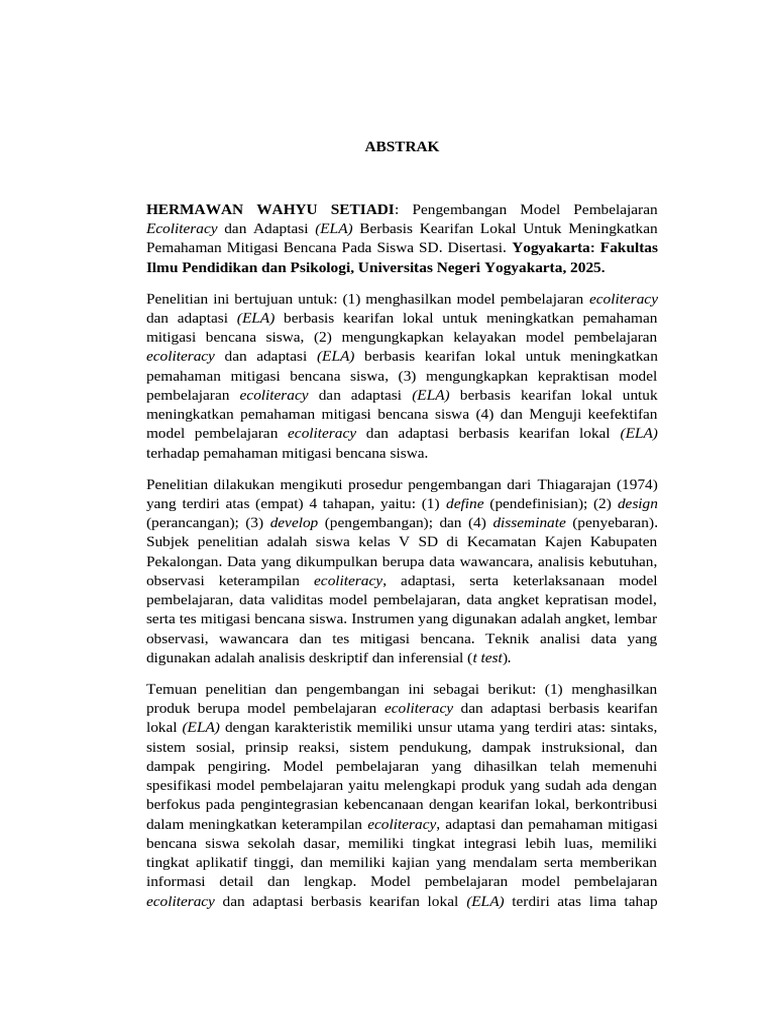 Abstrak Disertasi Baru | PDF