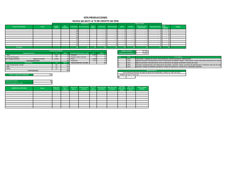 Formato de Nomina 1 | PDF | Salario | Sueldos y salarios
