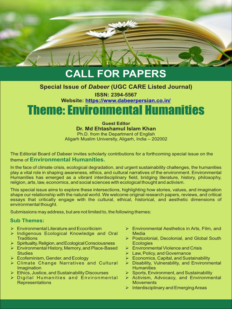 Call For Paper-Environmental Humanities | PDF | Sustainability | Humanities