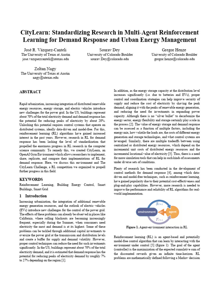 CityLearn Standardizing Research in Multi-Agent Reinforcement | PDF | Energy Storage | Heat Pump
