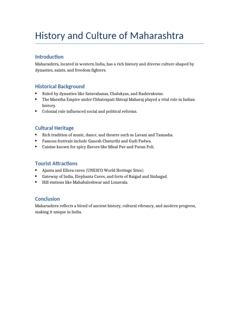 History and Culture of Maharashtra | PDF