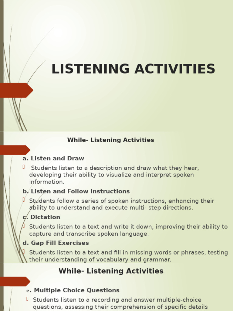 Engaging Listening Activities for Students | PDF | Information ...