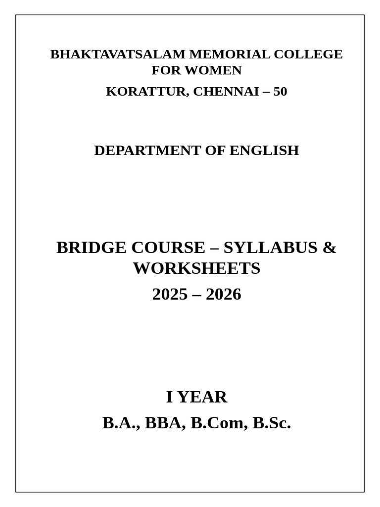 Bridge Course Syllabus for English 2025-26 | PDF | English Language ...