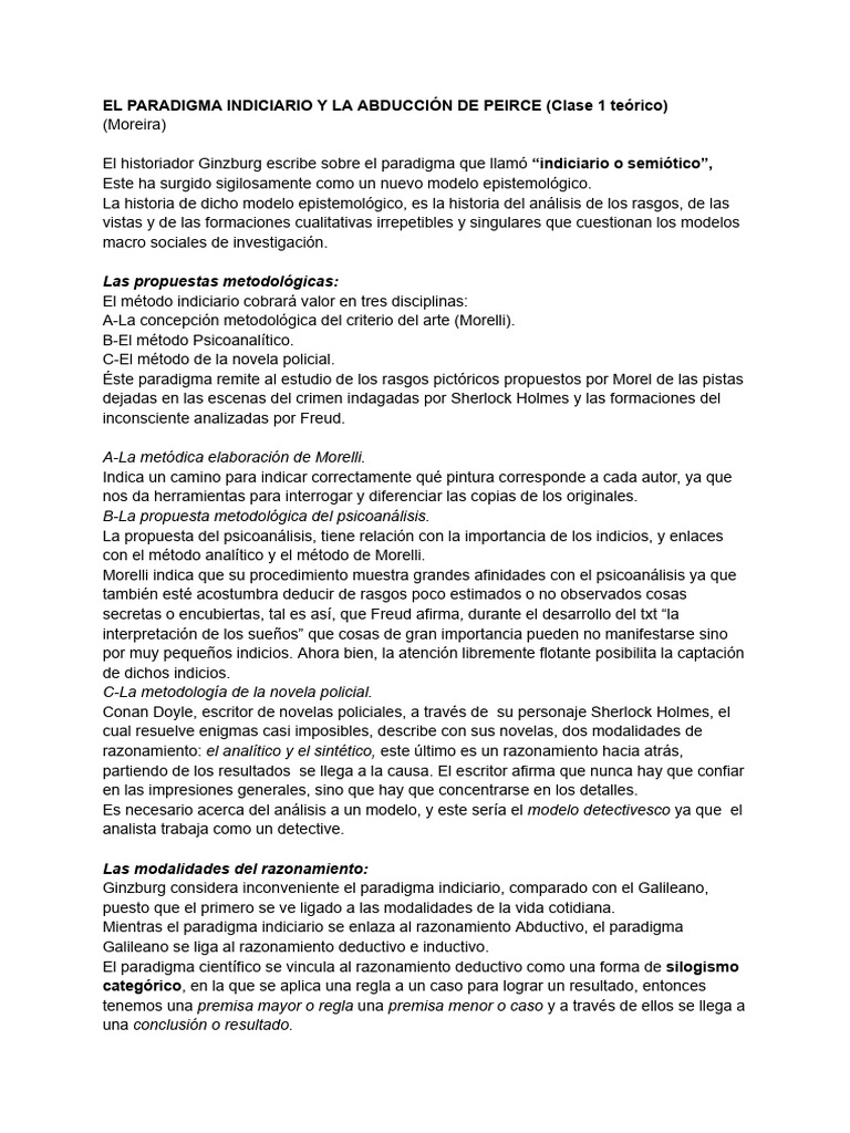Paradigma Indiciario y Abducción en Peirce | PDF | Jacques Lacan ...