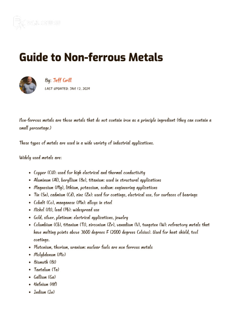 Non-Ferrous Metals Overview Guide | PDF | Alloy | Metals