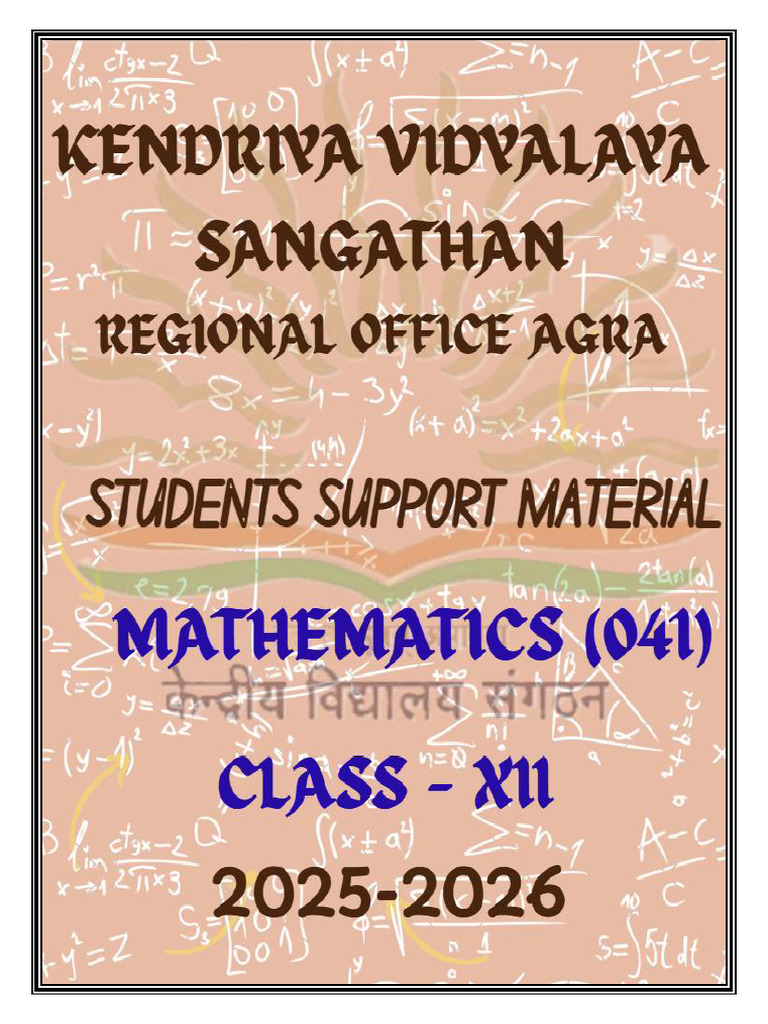 Class 12 KV Study Material 2025-26 | PDF | Matrix (Mathematics) | Euclidean Vector