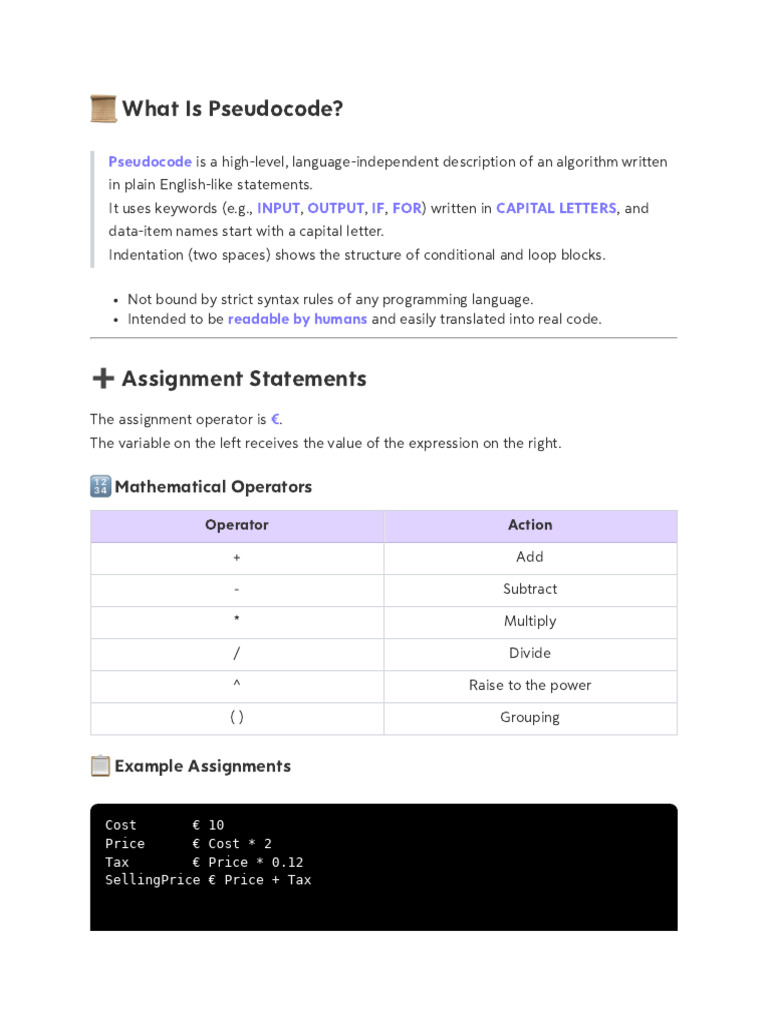 Understanding Pseudocode Basics | PDF | Control Flow | Computing