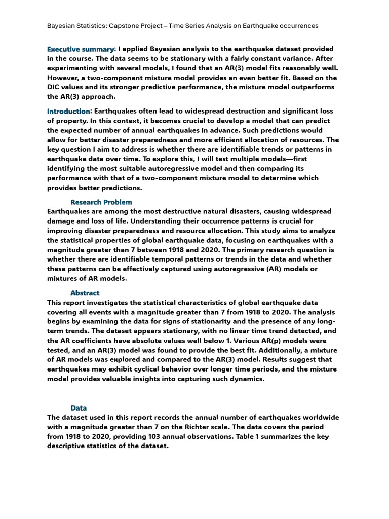 AR Earth Quake Data Analysis | PDF | Akaike Information Criterion ...