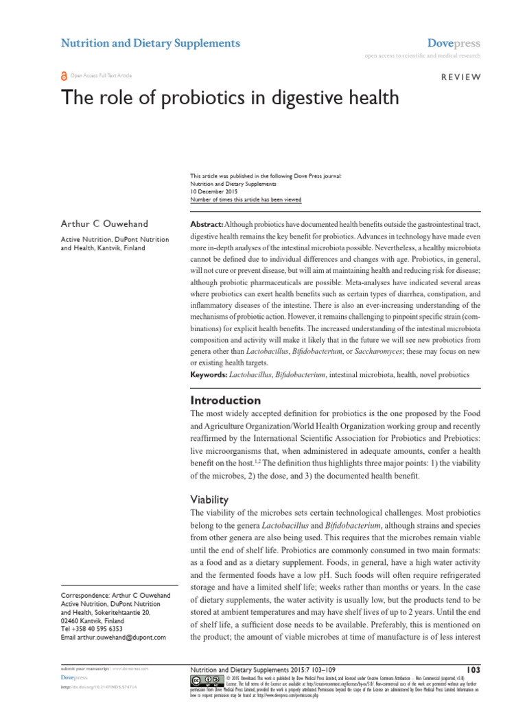 NDS 74714 Role of Probiotics On Digestive Health 121015 1 | PDF ...