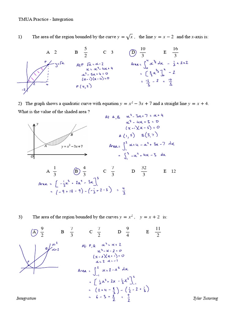 7 Integration MC Answers | PDF | Tangent | Elementary Mathematics