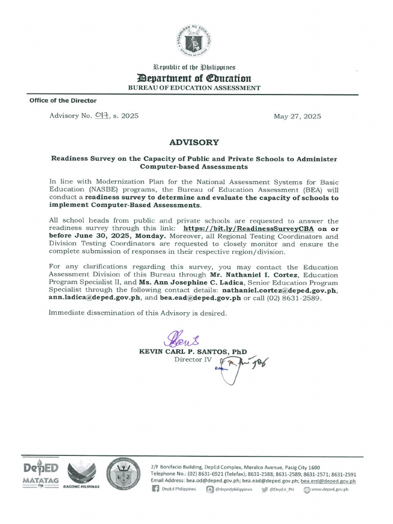 Readiness Survey On The Capacity of Public and Private High Schools To ...