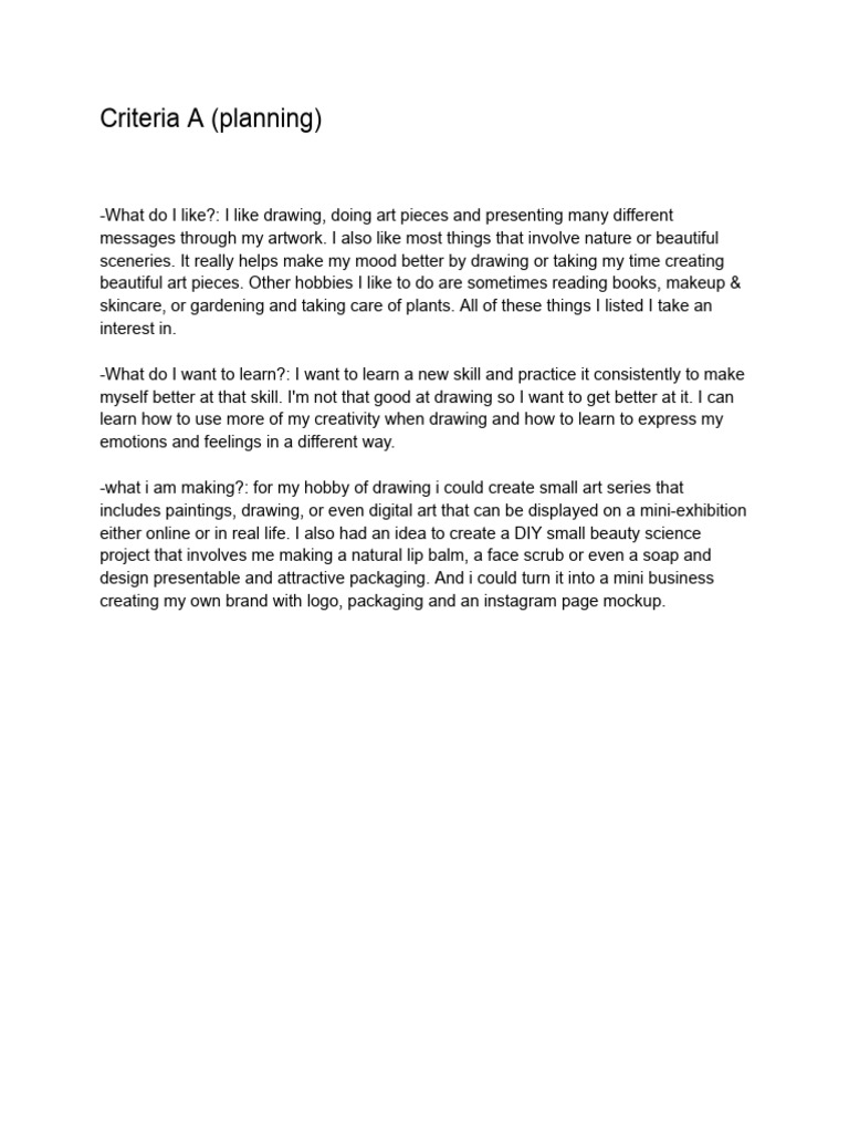 Criteria A (Planning) | PDF