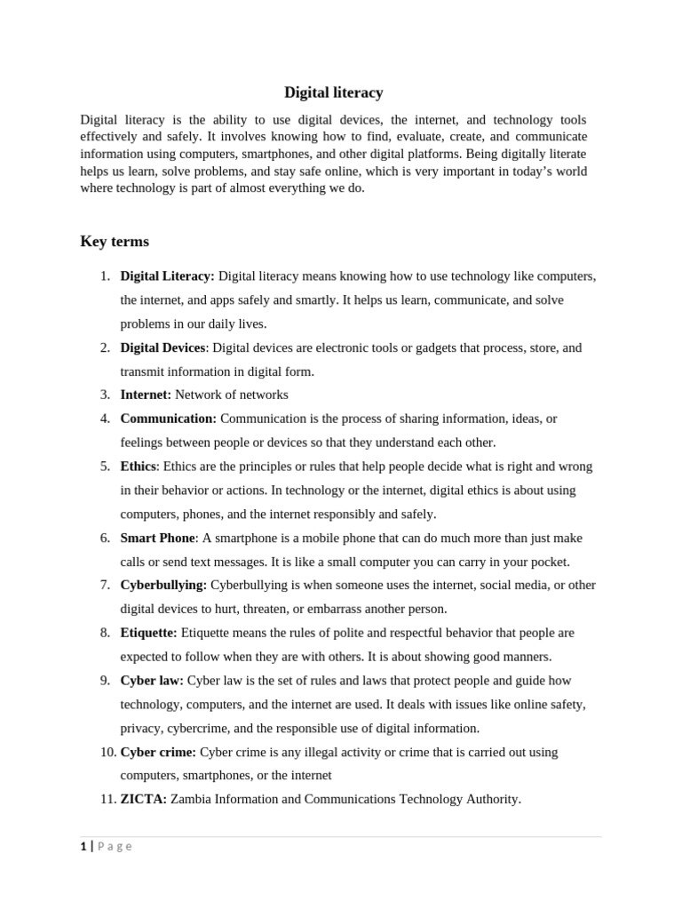 Understanding Digital Literacy Essentials | PDF | Cybercrime | Computer ...