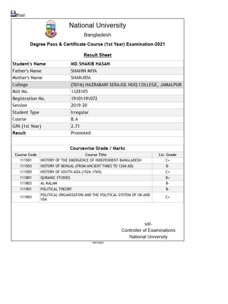 National University 1st Year | PDF