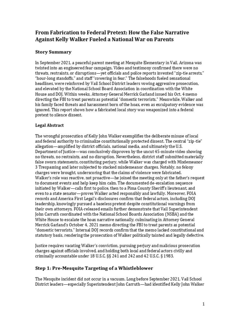 False Narrative Against Kelly Walker | PDF | Perjury | Prosecutor