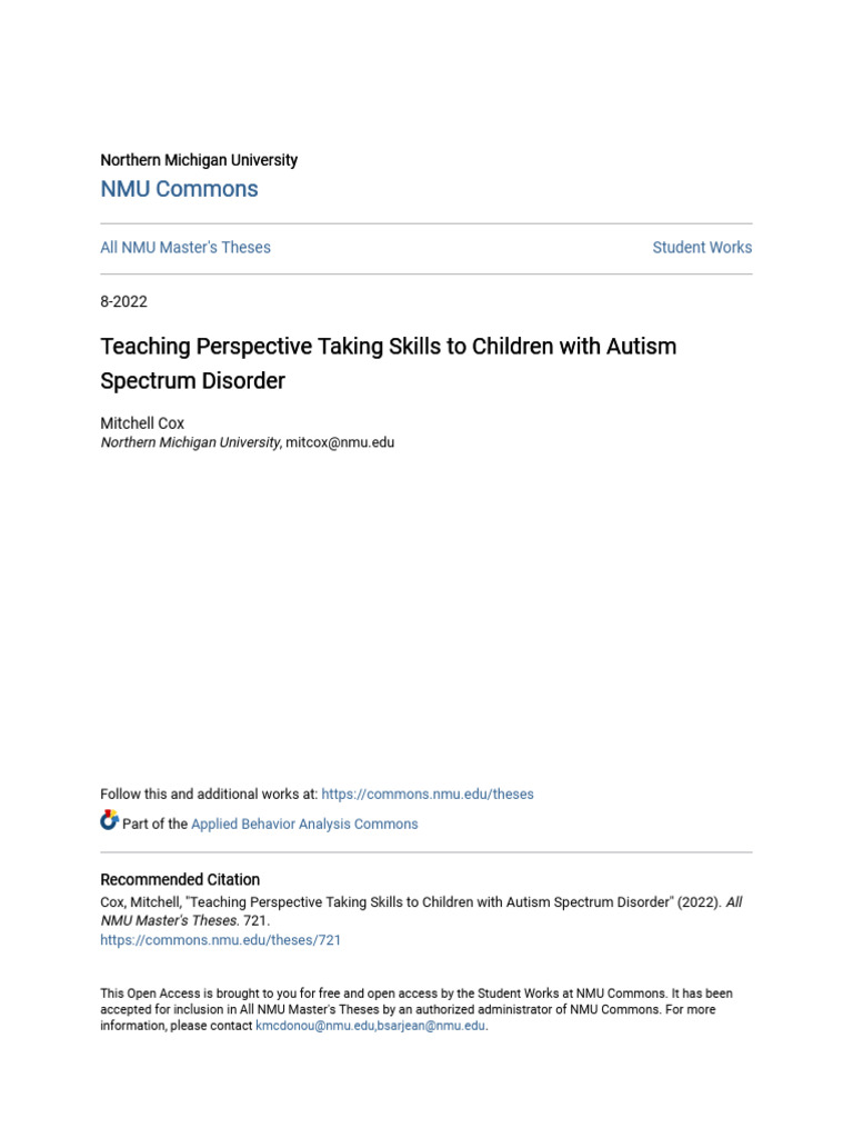 Teaching Perspective Taking Skills To Children With Autism Spectr | PDF ...
