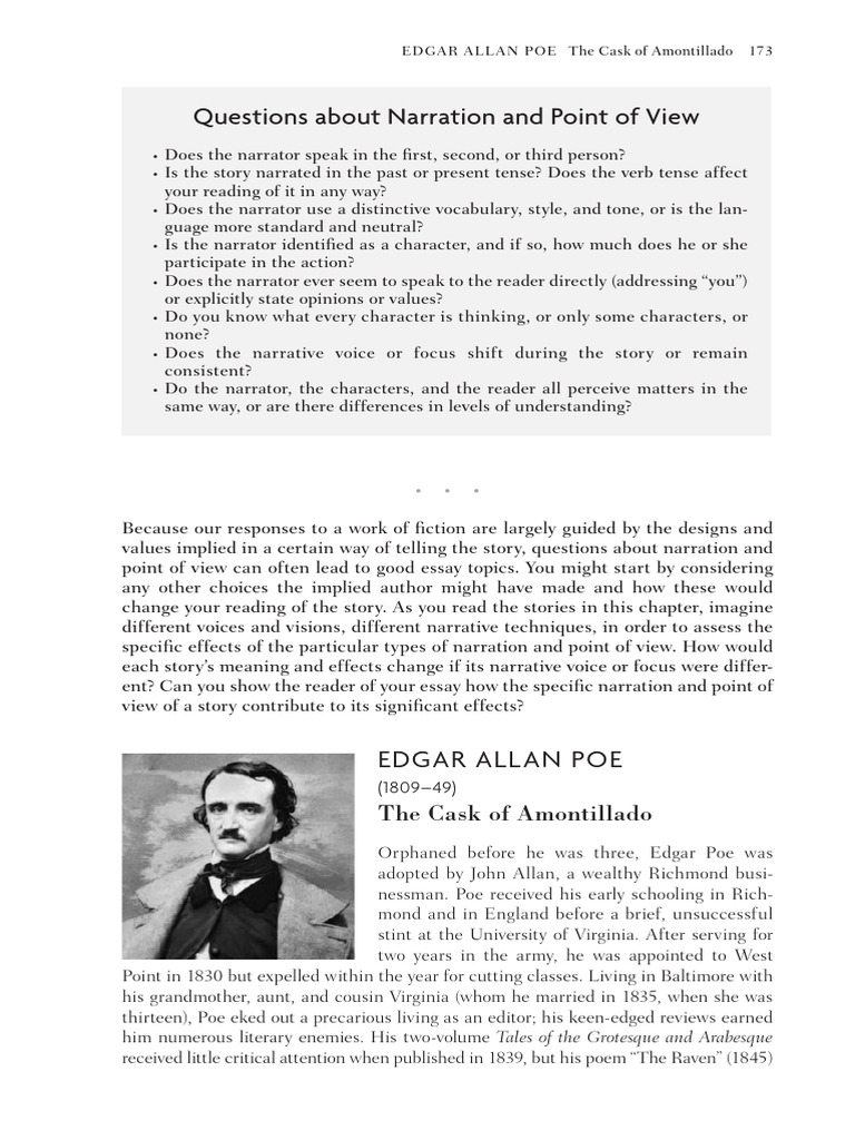 Allan Poe, Edgar. The Cask of Amontillado | PDF | Narration | Edgar ...