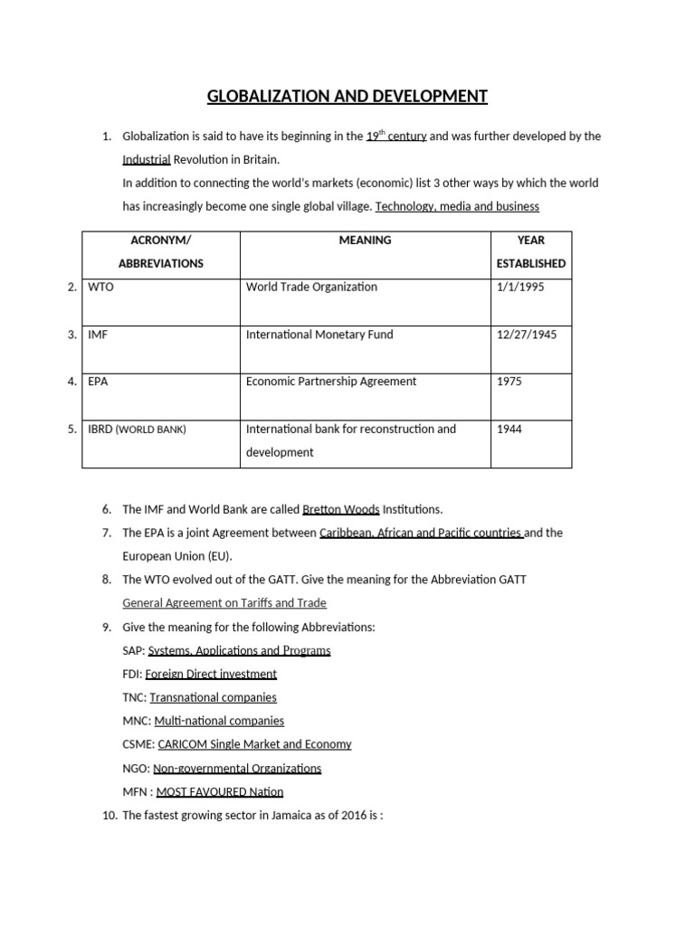 Globalization Test - Brandon Mckenzie | PDF