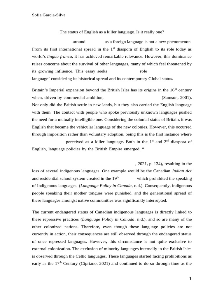 English as a Global Killer Language? | PDF | English Language ...