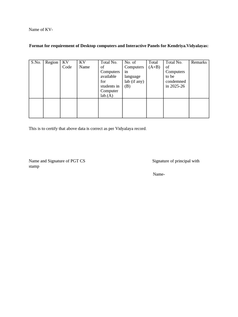 KV Computer Requirement Overview | PDF