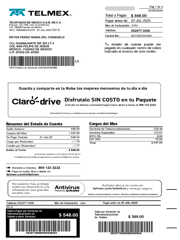 Recibo Jul | PDF