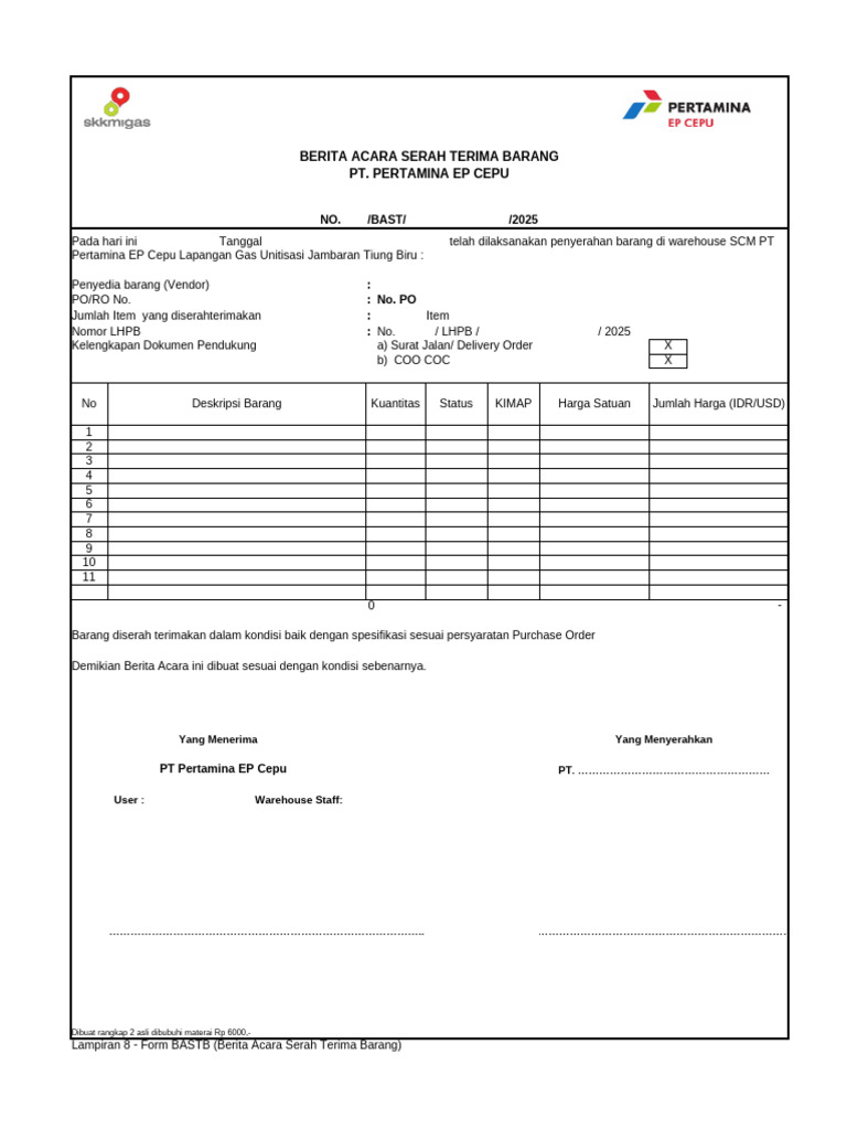 Blank Form BAST | PDF