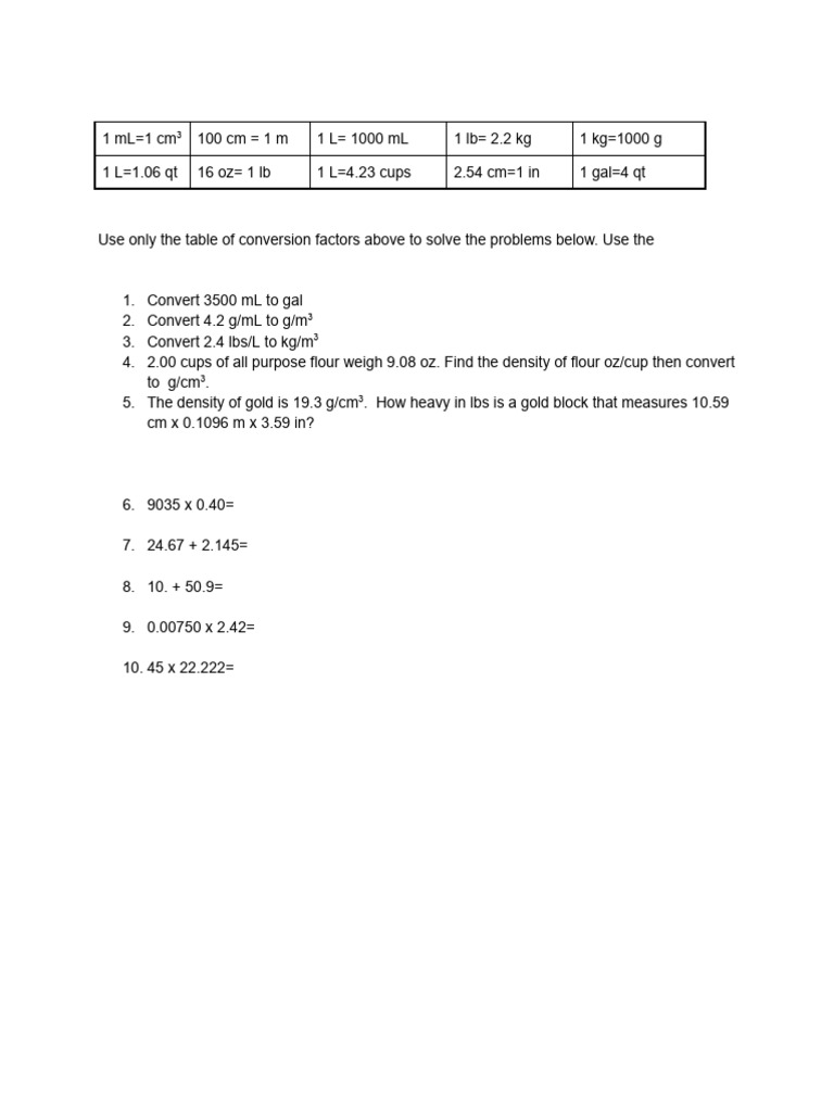 Density, Sig Figs, Conversions | PDF