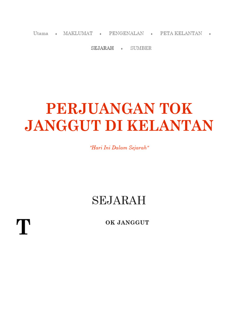 SEJARAH - Perjuangan Tok Janggut Di Kelantan | PDF