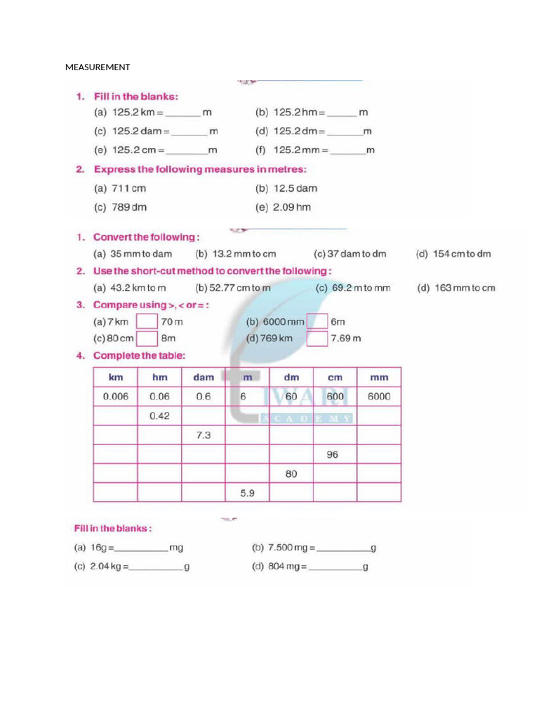 Class 5 Chapter - Measurement | PDF