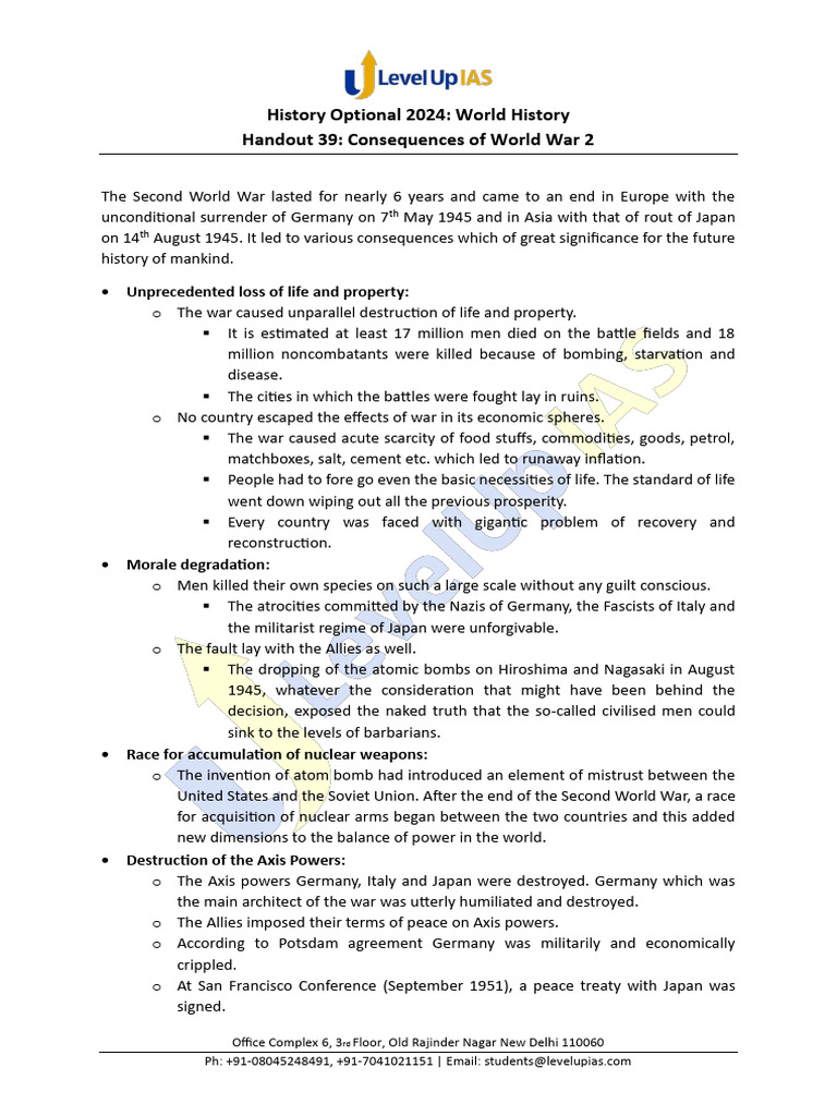 (Study Material) (2024!06!24) Handout 39 WW2 Consequence | PDF | World ...