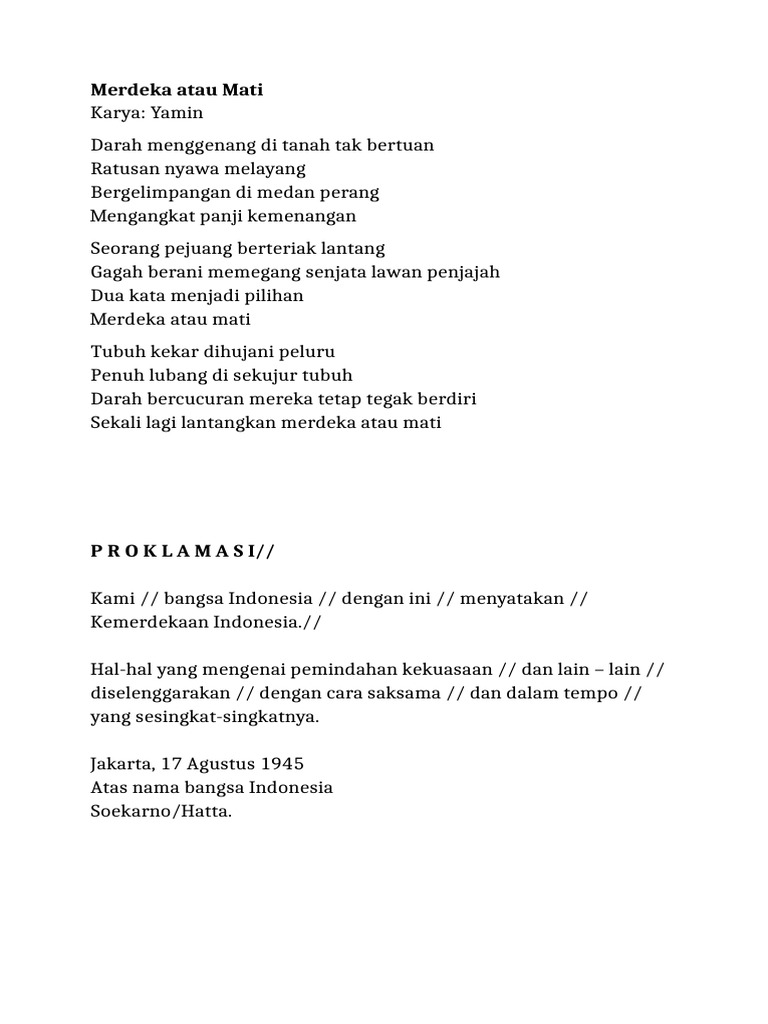 Merdeka Atau Mati | PDF