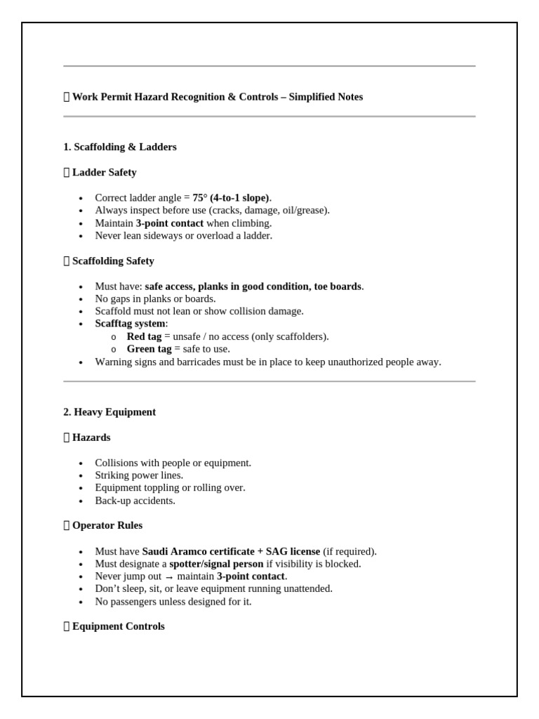 ? Work Permit Hazard Recognition | PDF | Personal Protective Equipment | Safety