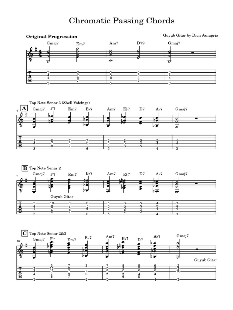 Chromatic Passing Chords Guide | PDF | Elements Of Music | Music Theory
