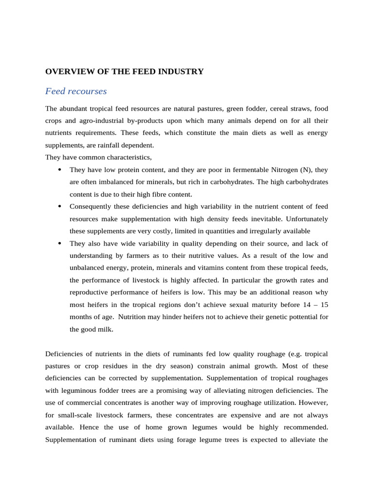 Overview of The Feed Industry | PDF | Soybean | Nutrition