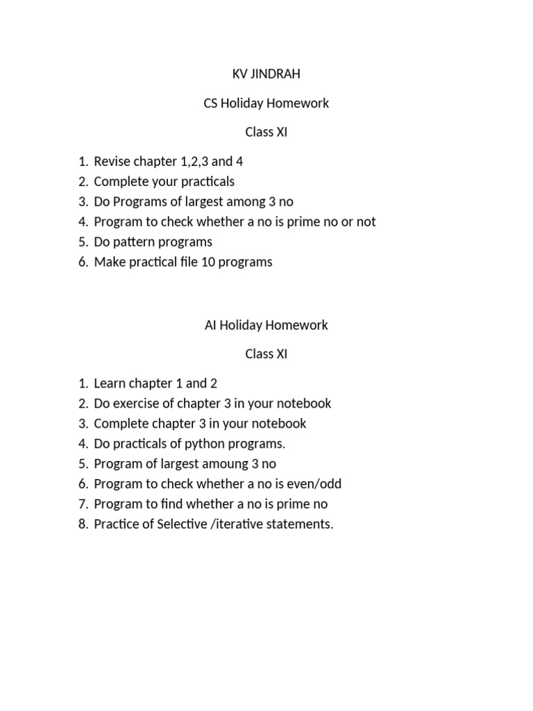 Class XI CS Autumn Break Work | PDF