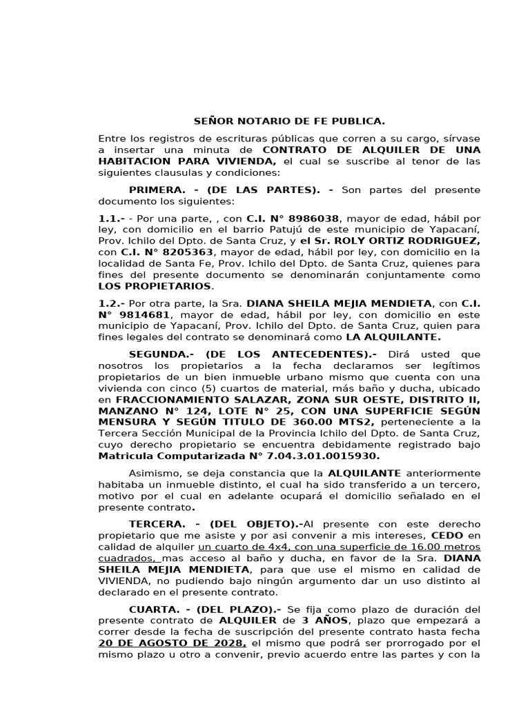 Alquiler Vivienda Pedraza | PDF