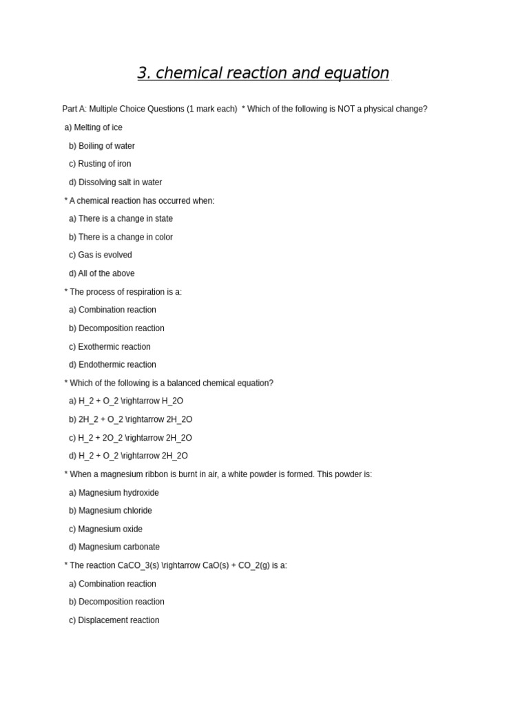 Chemical Reaction and Equation by SSJ | PDF | Chemical Reactions ...