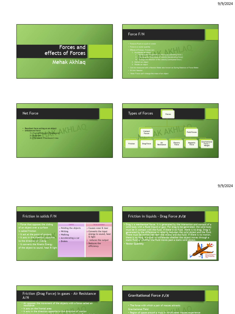 1.5 Forces and Effects of Forces Igcse | PDF | Force | Acceleration