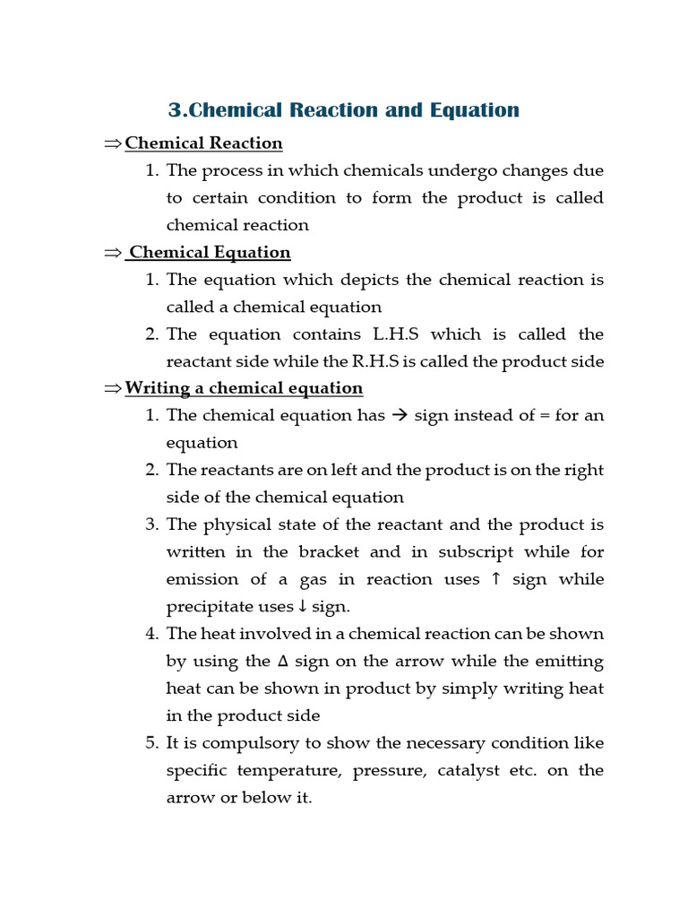 Understanding Chemical Reactions and Equations | PDF | Chemical ...