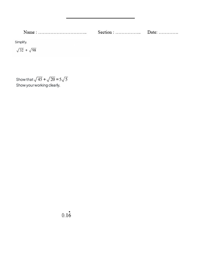 Mohanad Abbas Bashir Elnewiri - GRADE 9 NUMBERS HW | PDF | Electricity